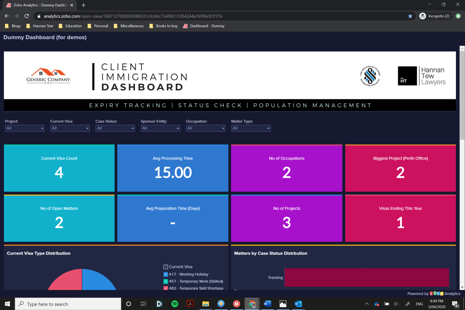 Immigration Client Dashboard | Hannan Tew Lawyers